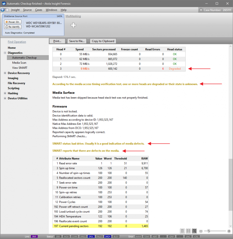 Atola Insight Forensic: Calculating segmented hash of a damaged drive