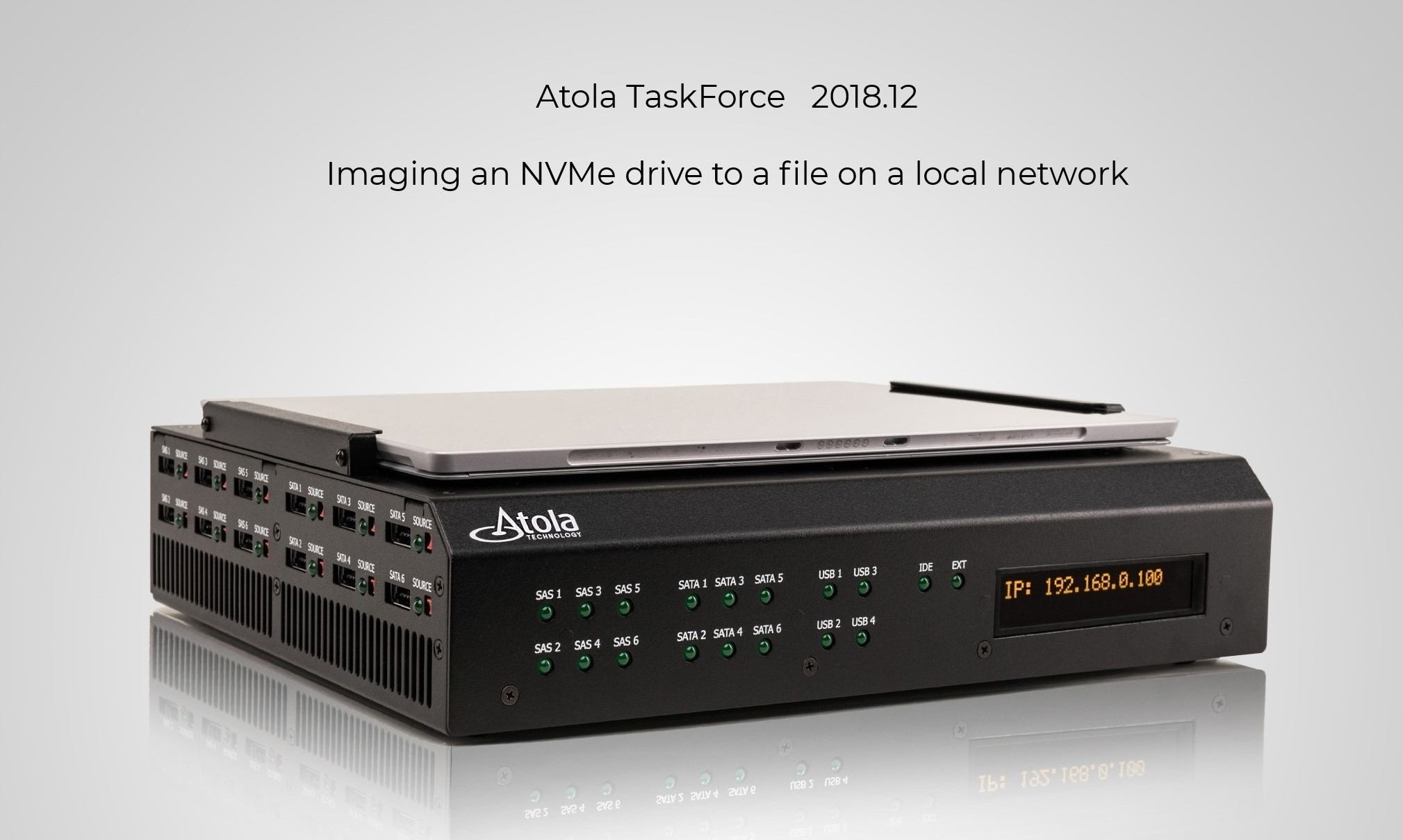 Forensic imaging of an NVMe drive with Atola TaskForce