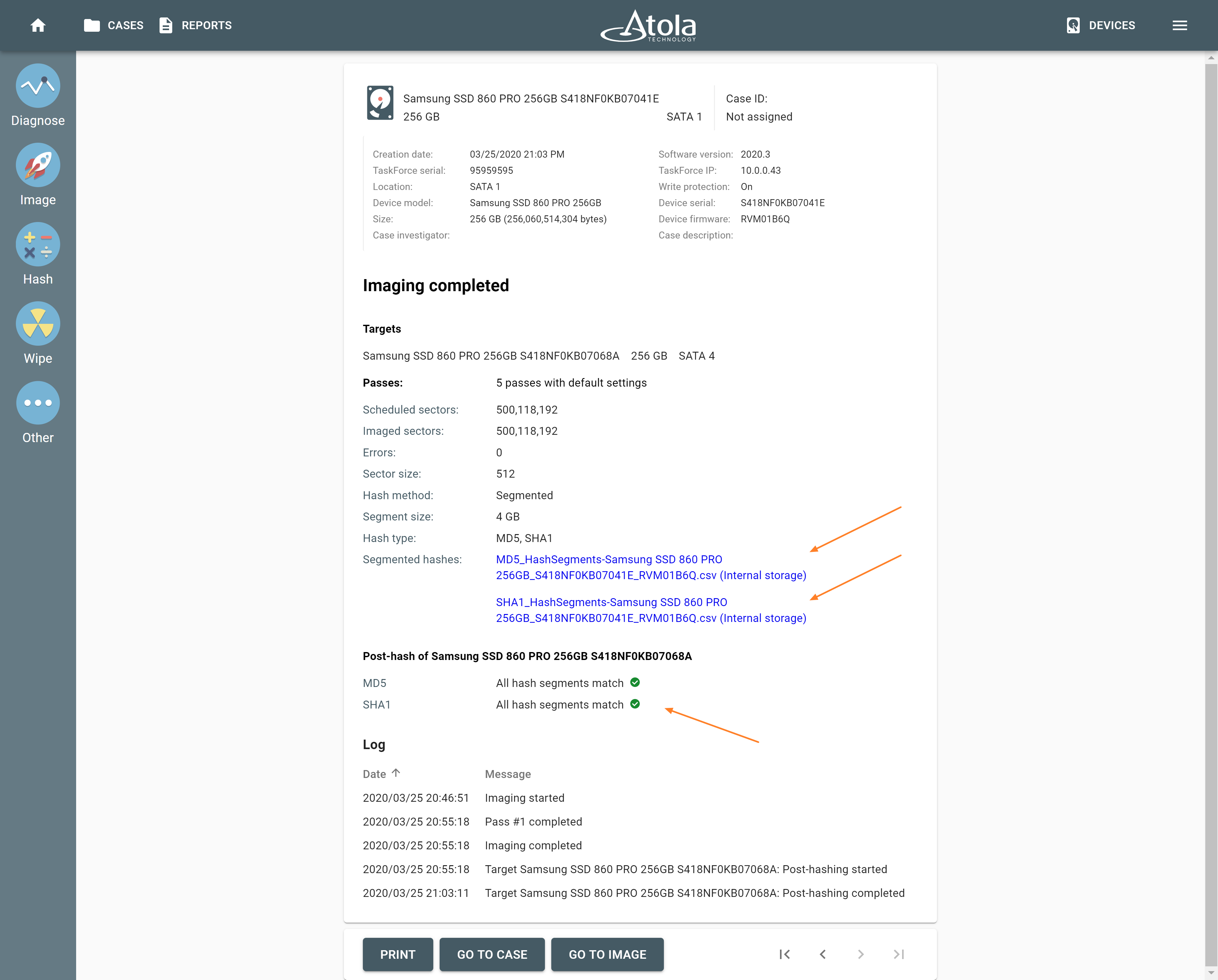 Atola TaskForce: using segmented hashing for data verification